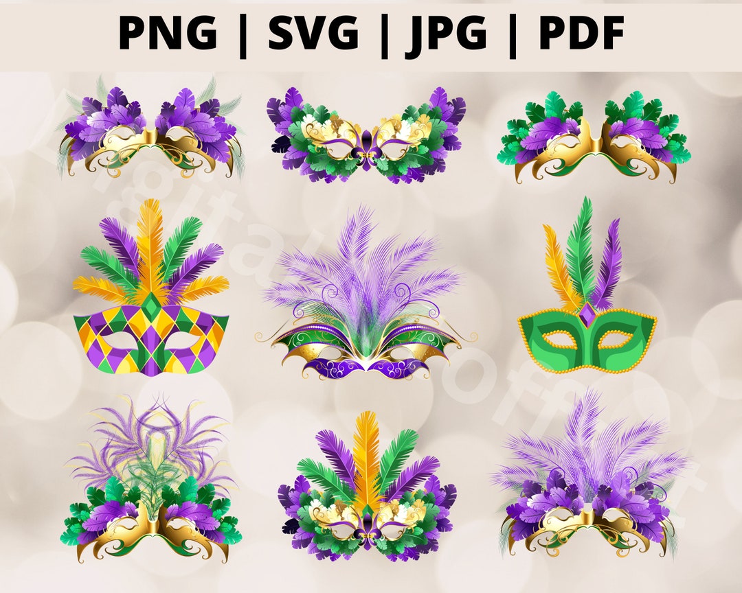 Mardi Gras Svg Masks, Mardi Gras Png, Fat Tuesday Svg, Flower De Luce ...