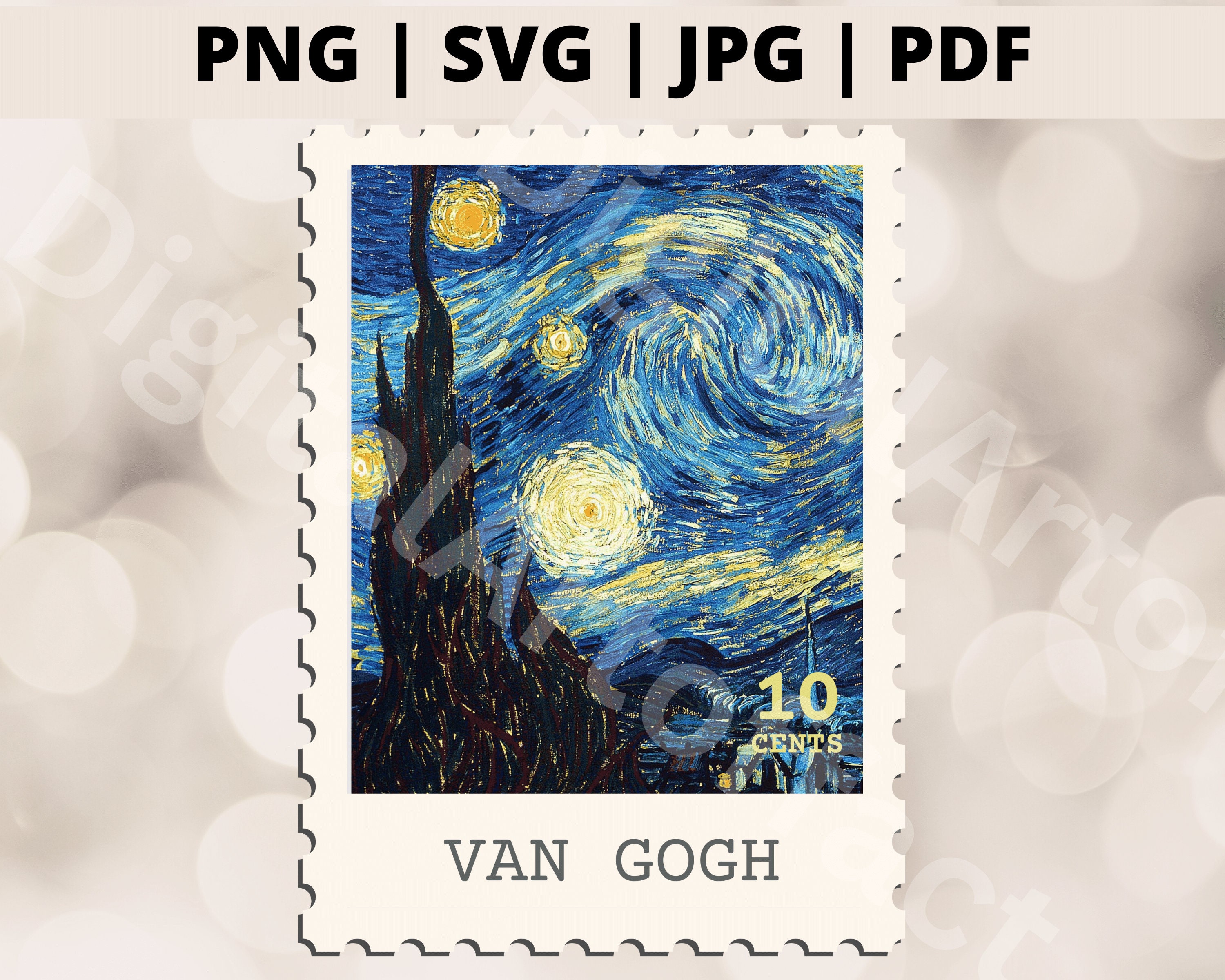 Vincent Van Gogh Starry Night Png, Night Svg, Celestial Moon and Stars ...