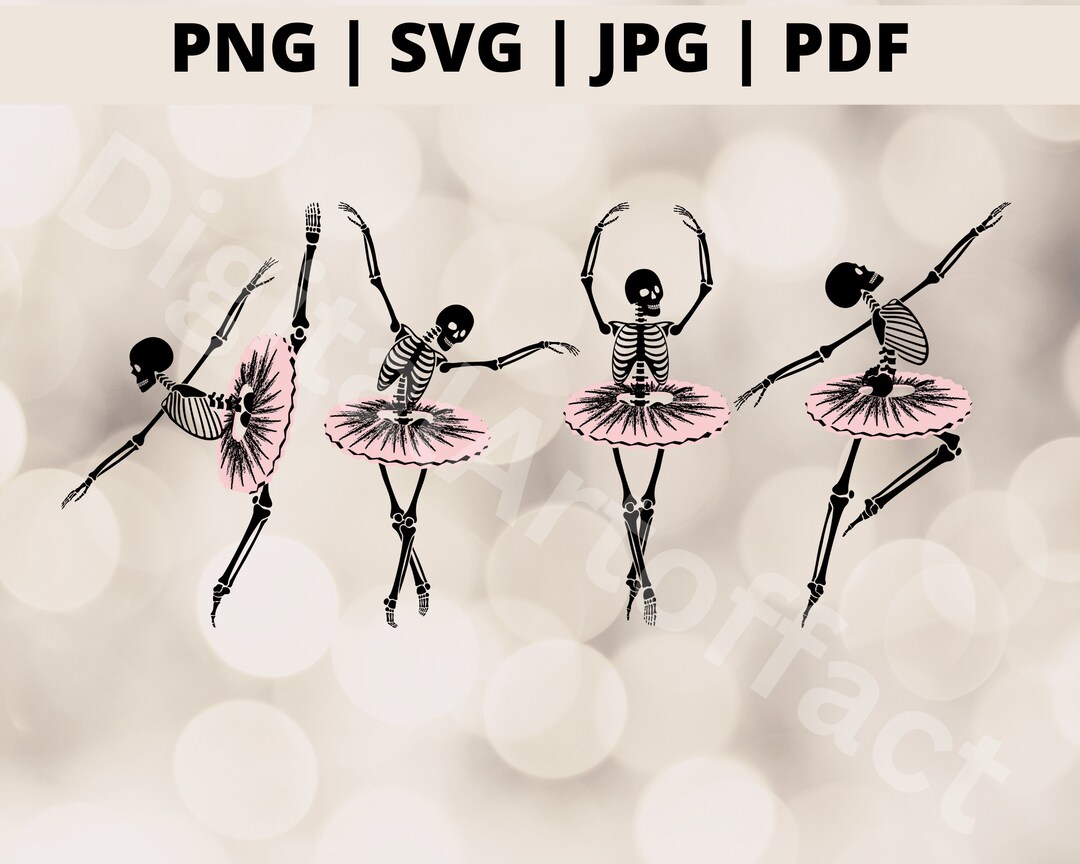 Ballerina Dancing Skeleton Svg, Ballet Png Halloween Skeletons Dance ...