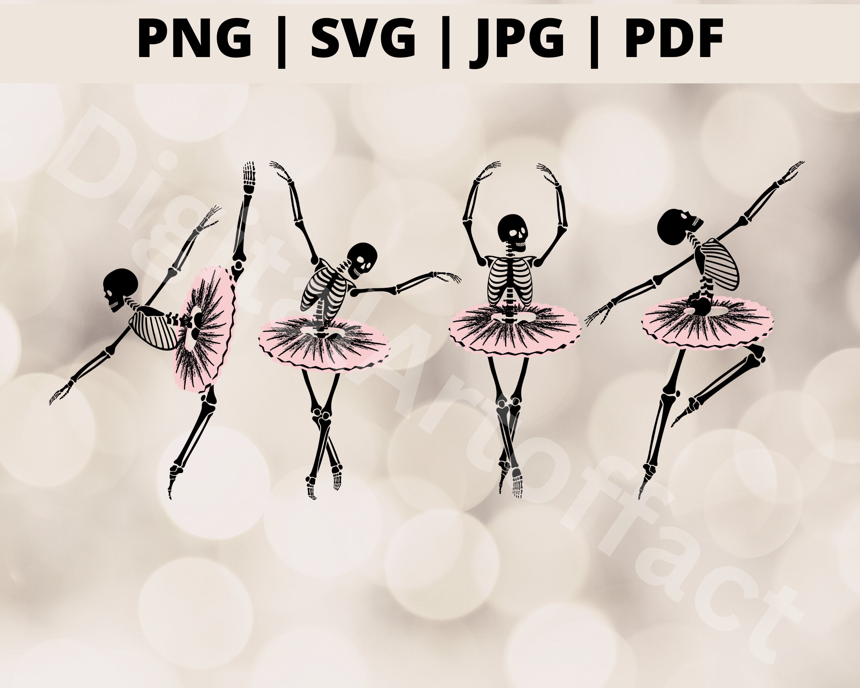 Ballerina Dancing Skeleton Svg, Ballet Png Halloween Skeletons Dance ...