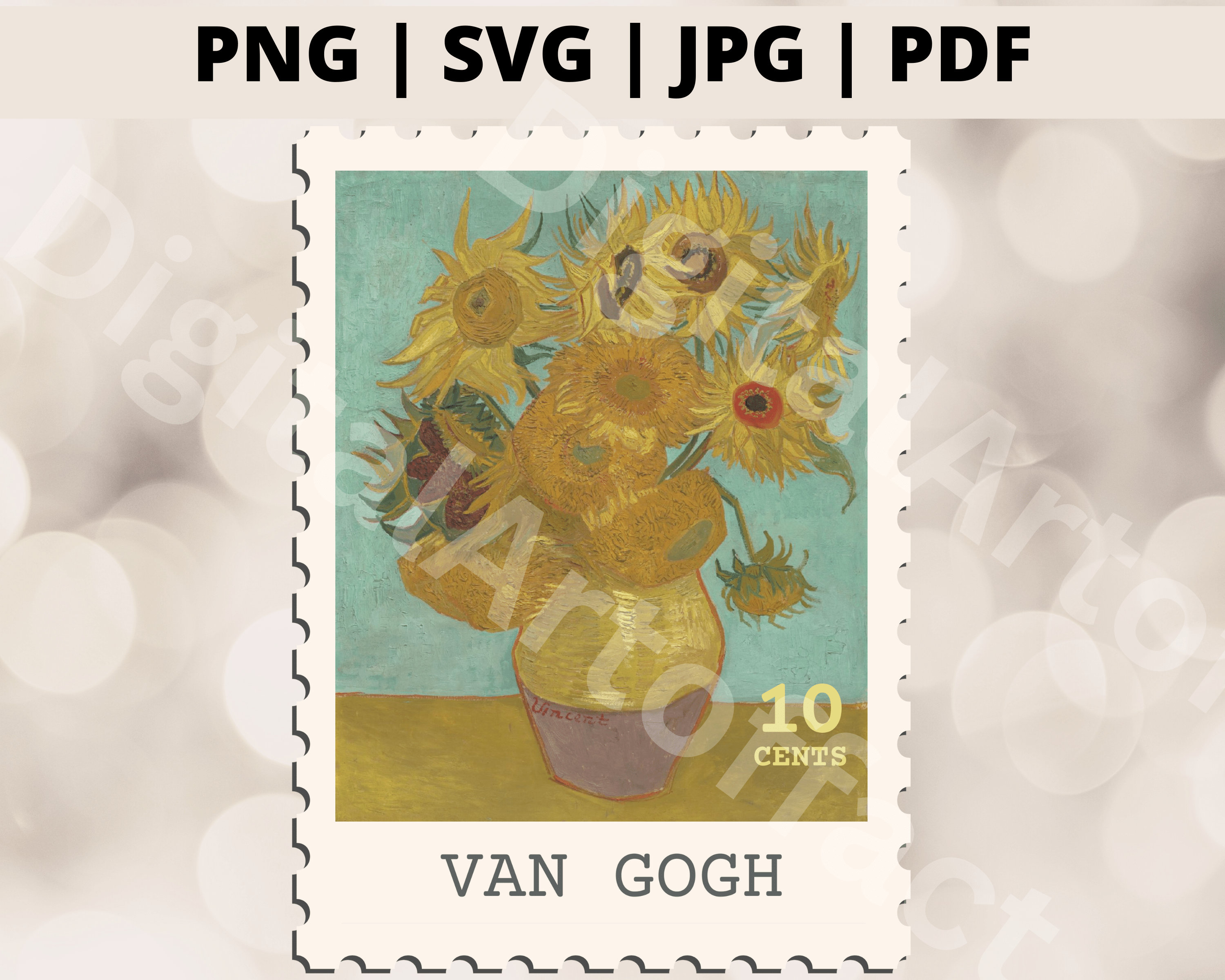 Vincent Van Gogh Sunflowers Png, Sunflower Svg, Flower Svg, Floral Svg ...