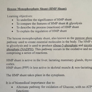 Hexose Monophosphate Shunt (HMP Shunt) - Biochemistry - Etsy