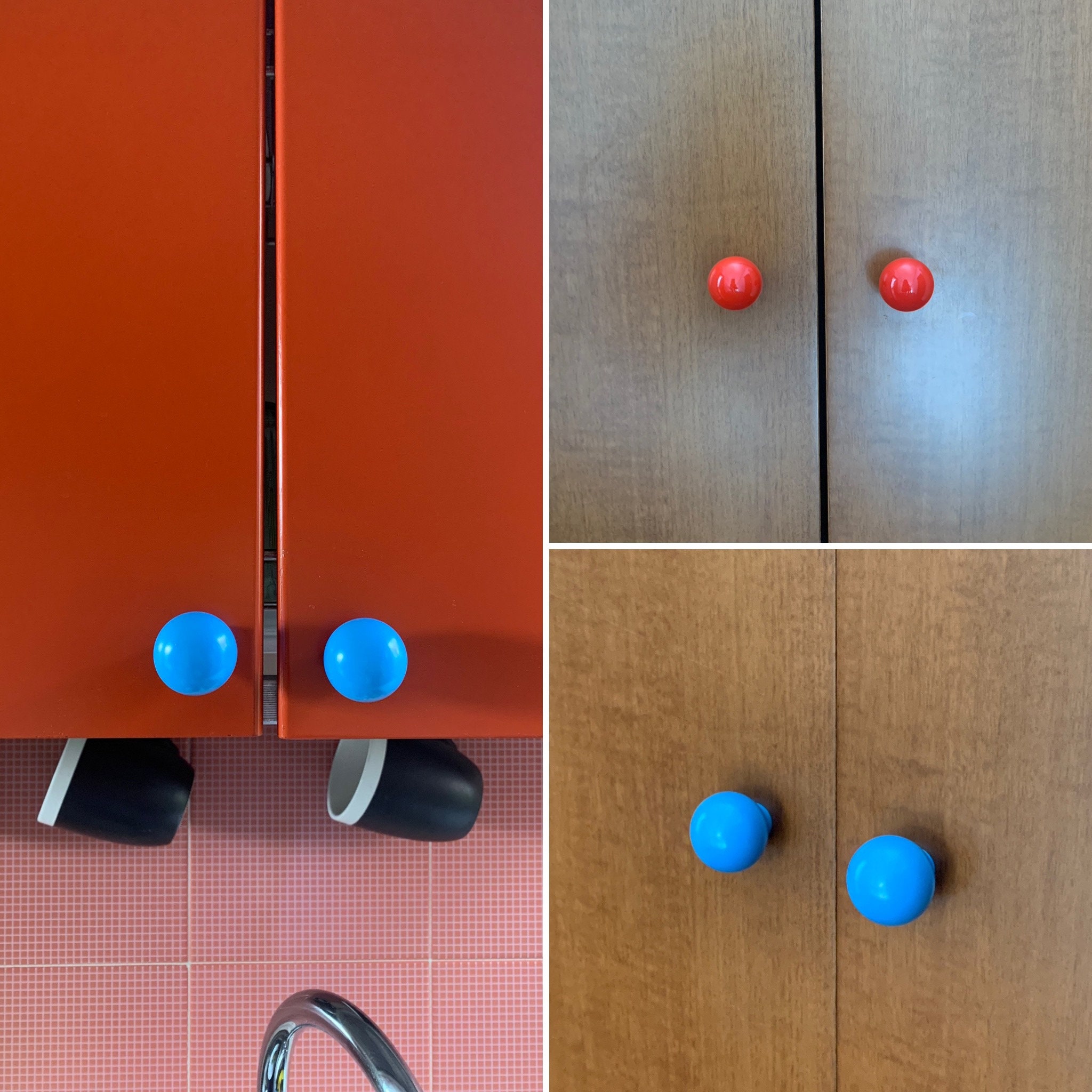 Super Fun Vintage Knobs Varnished Glossy Wood Colorful - Etsy