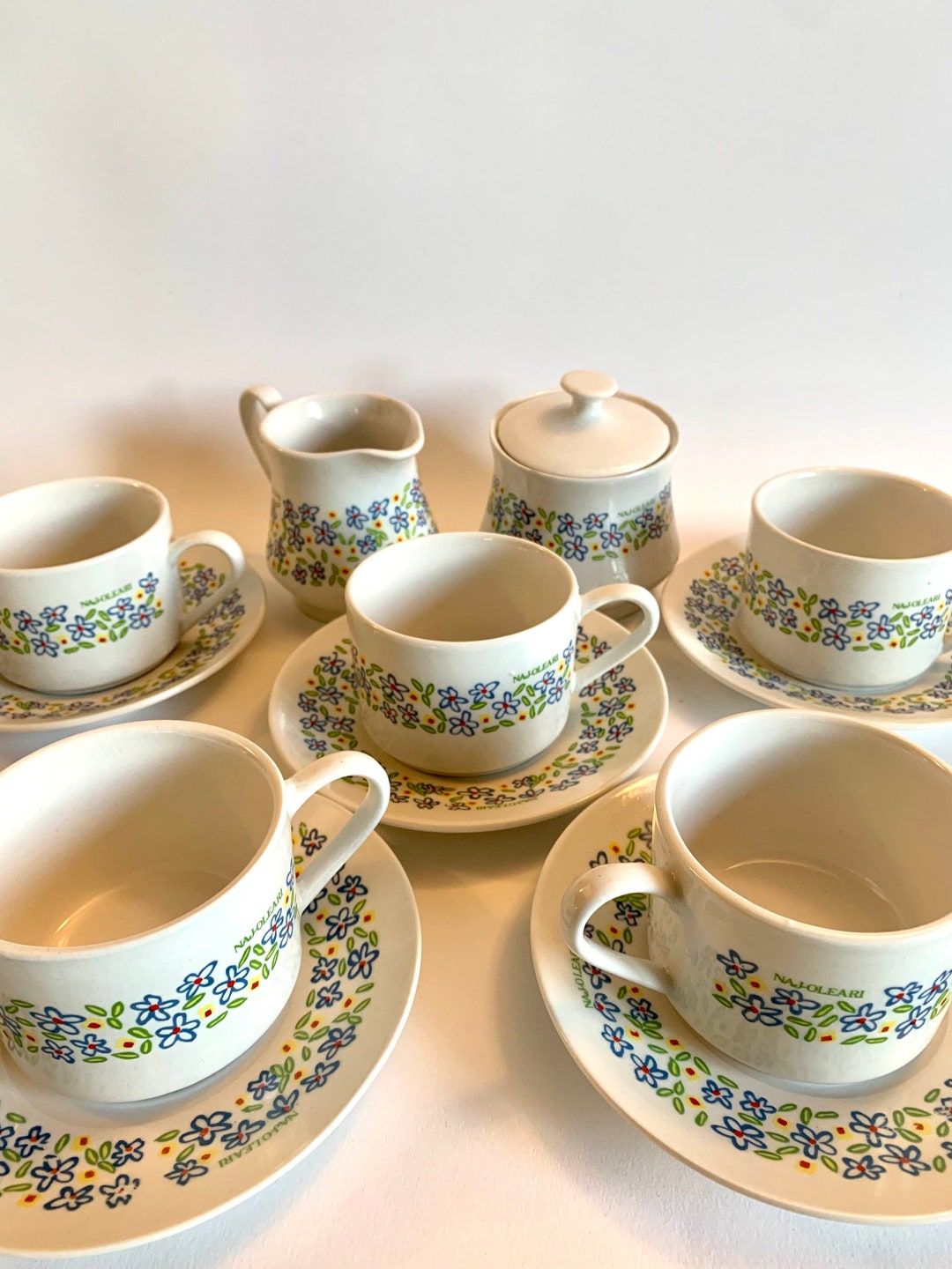 Vintage Naj-oleari Tea Coffee Set With 5 Cups, Sugar Bowl, Teapot, and ...