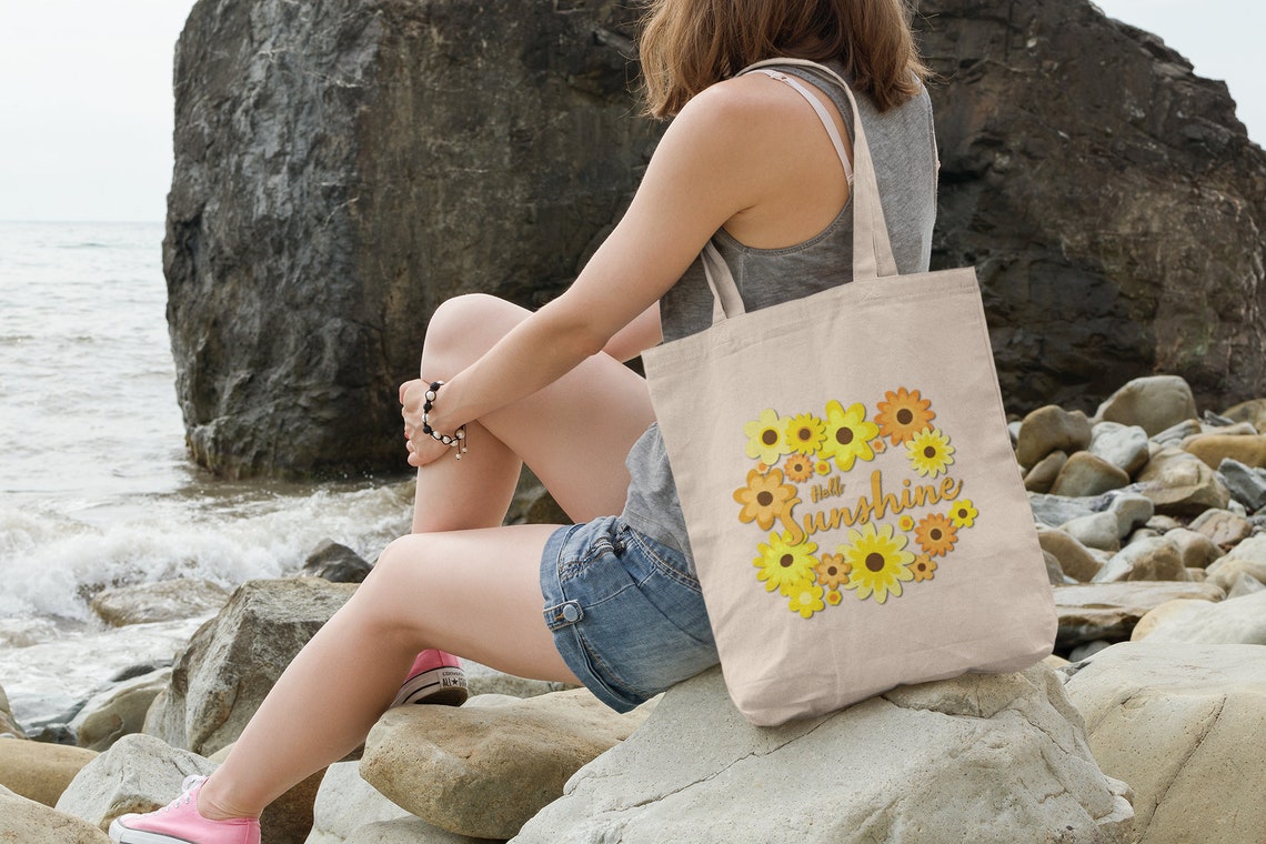 Hello Sunshine Tote Bag Teacher Summer Tote Bag Beach Bag Etsy