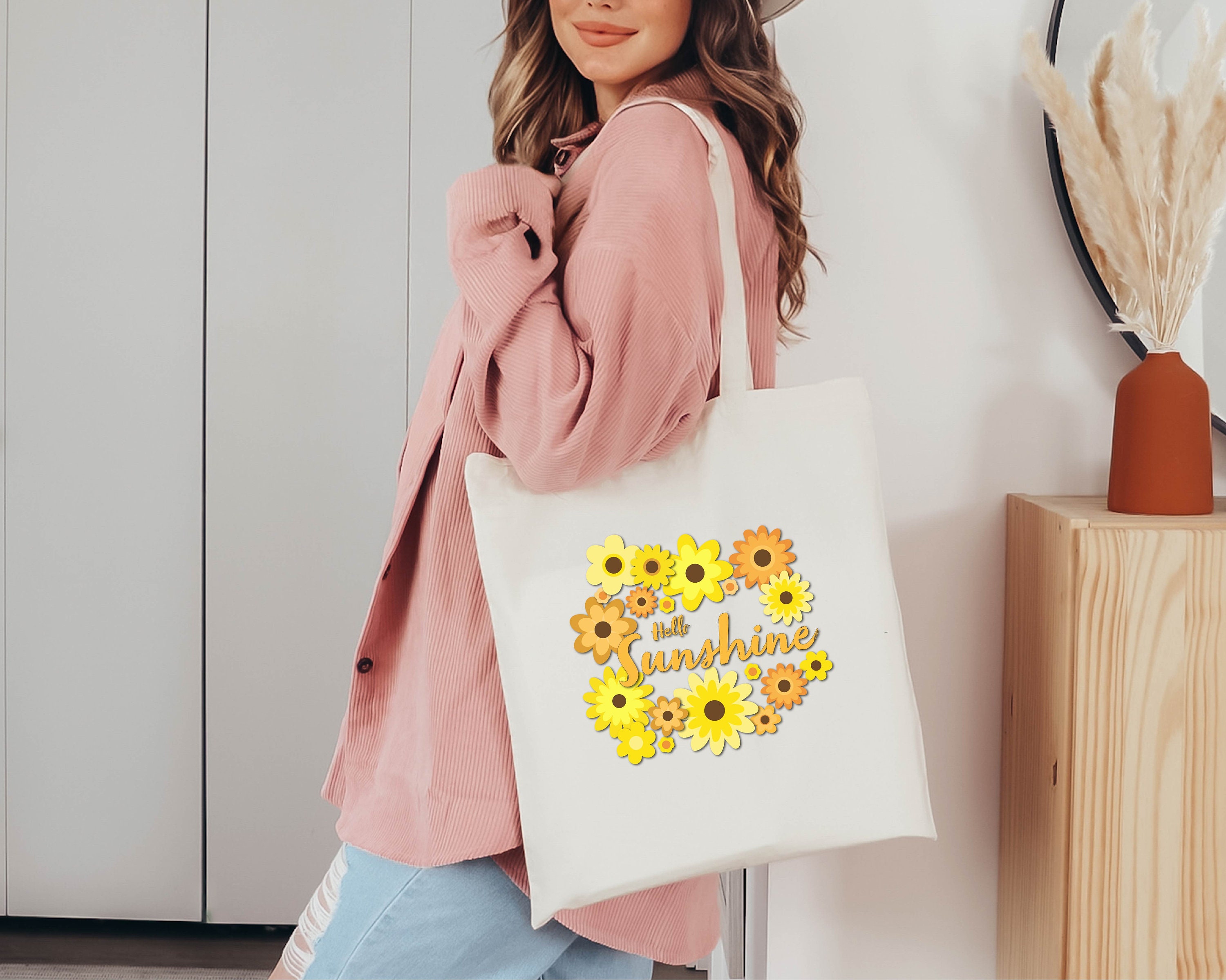 Hello Sunshine Tote Bag Teacher Summer Tote Bag Beach Bag Etsy