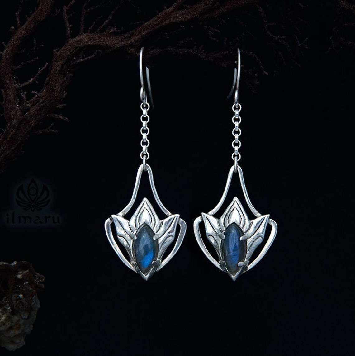 Silver Wedding Set Argis With Moonstones - Elven Jewelry Set - Bridal Circlet Pendant Earrings ...