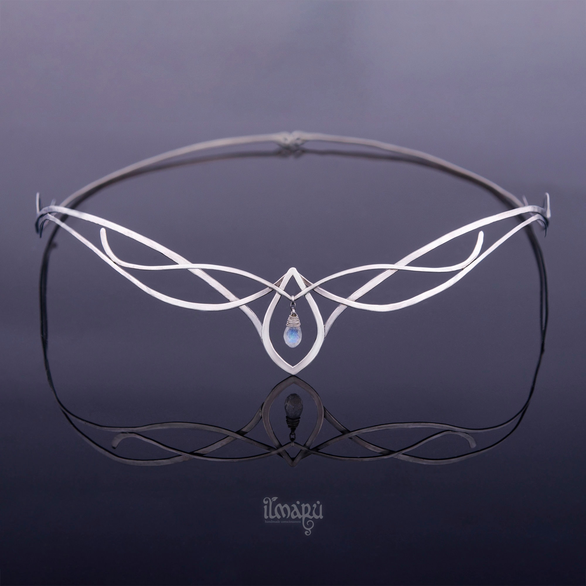 Sterling Silver Tiara Omelia Elven Wedding Headpiece With Rainbow ...