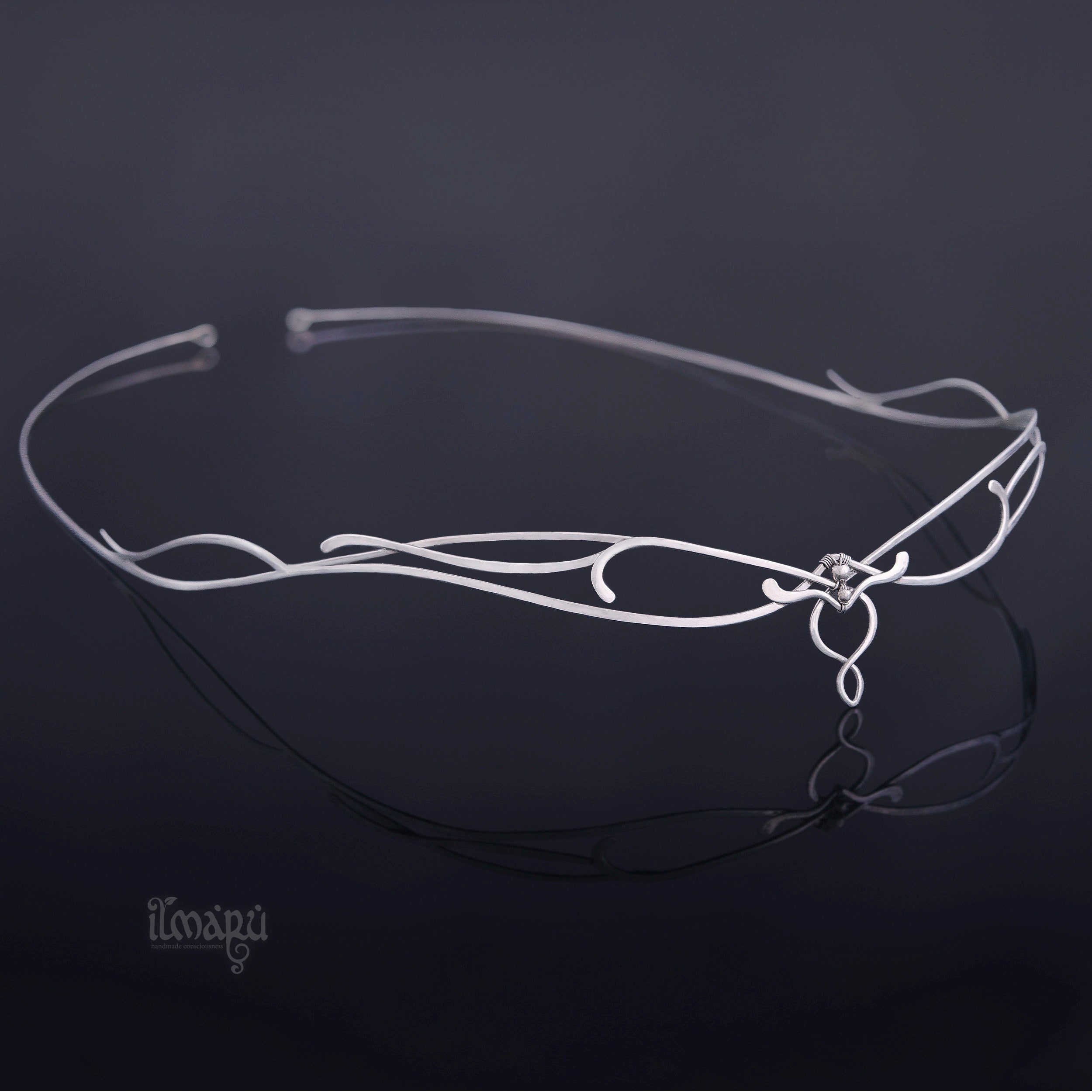 Asymmetric Elven Circlet Swirl in Sterling Silver Wedding Elvish Diadem ...