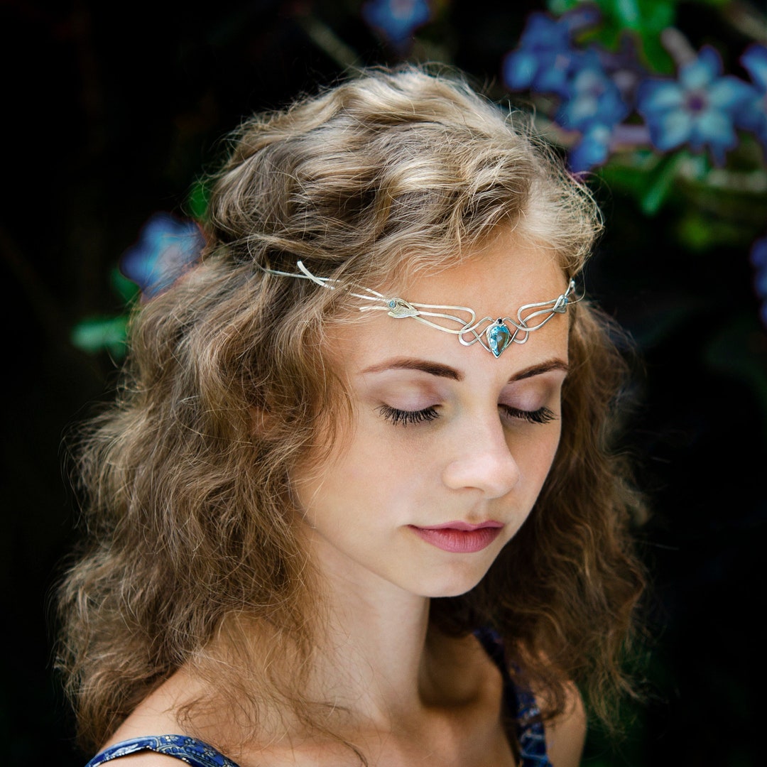 Silver Tiara Dialika With Sky Blue Topaz and Small Sapphire or Other ...