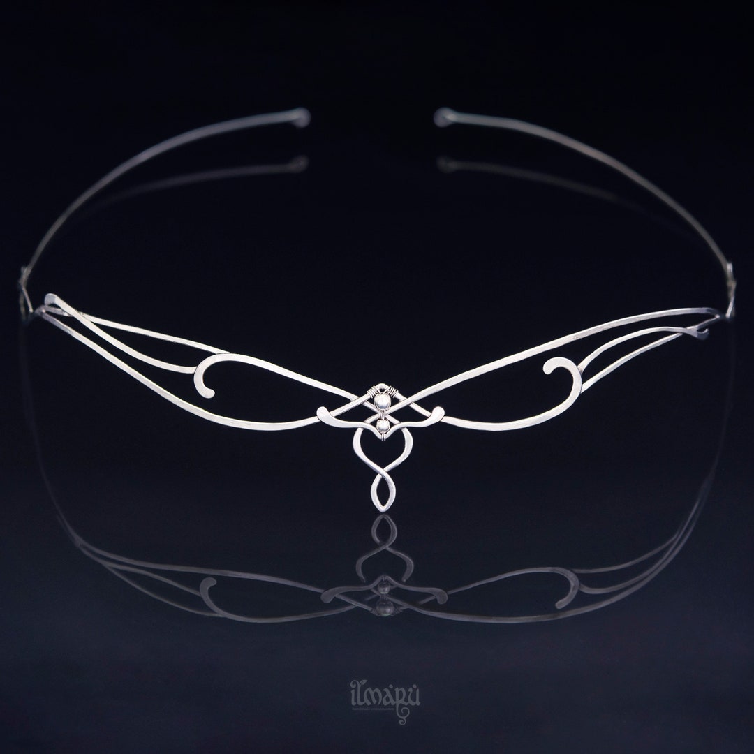 Asymmetric Elven Circlet Swirl in Sterling Silver Wedding Elvish Diadem ...