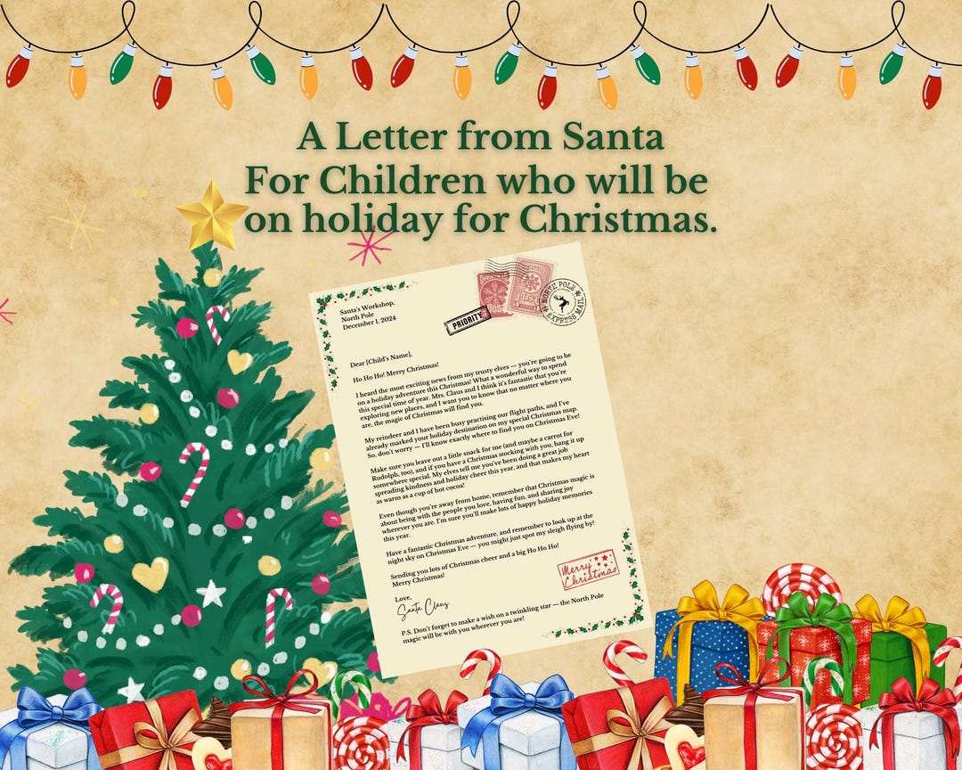 Editable Letter From Santa to a Child Going on Holiday for Christmas - Etsy