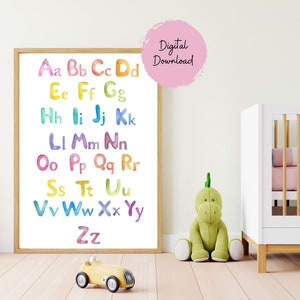 Watercolour Alphabet, Rainbow Alphabet, Nursery Alphabet, ABC Print ...
