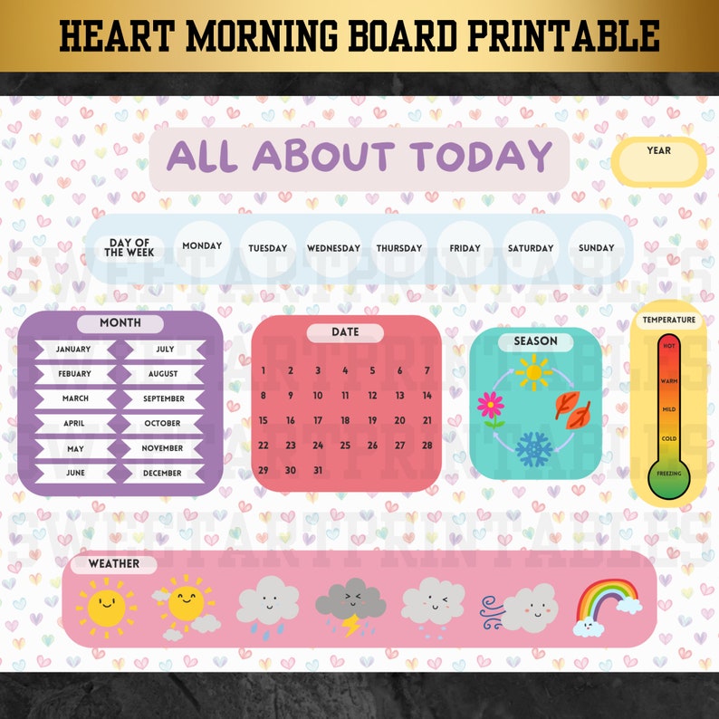 Kids Daily Morning Board Kids Classroom Calendar All About Today ...