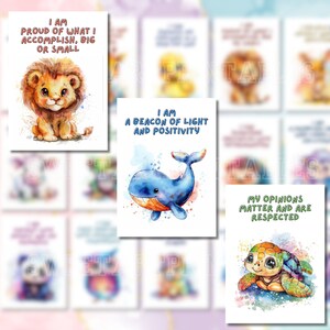 Printable Kids Watercolor Animal Affirmation Cards | 32 Positive ...