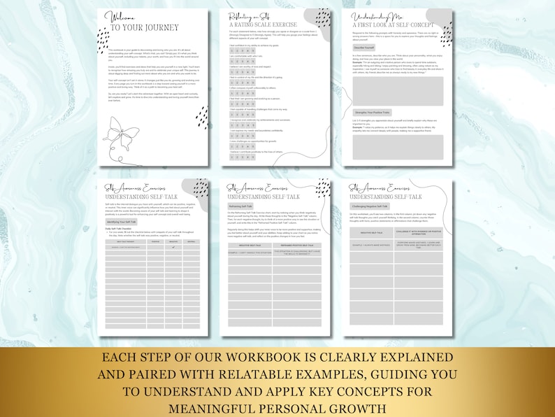 Self Concept Workbook | Healing Journey Journal | Self Esteem Worksheet ...