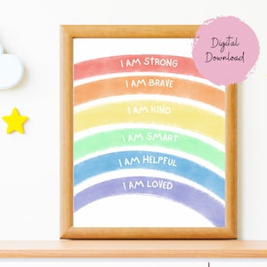 Positive Affirmations for Kids, I Am Enough Poster, Positive Poster ...