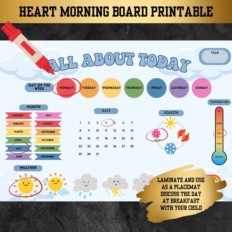 Morning Board | Kids Daily Calendar | Circle Time Poster | All About ...