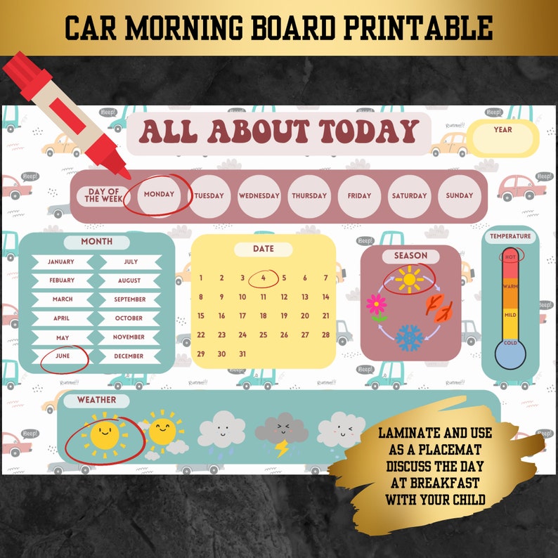 Kids Daily Morning Board | Kids Classroom Calendar | All About Today ...