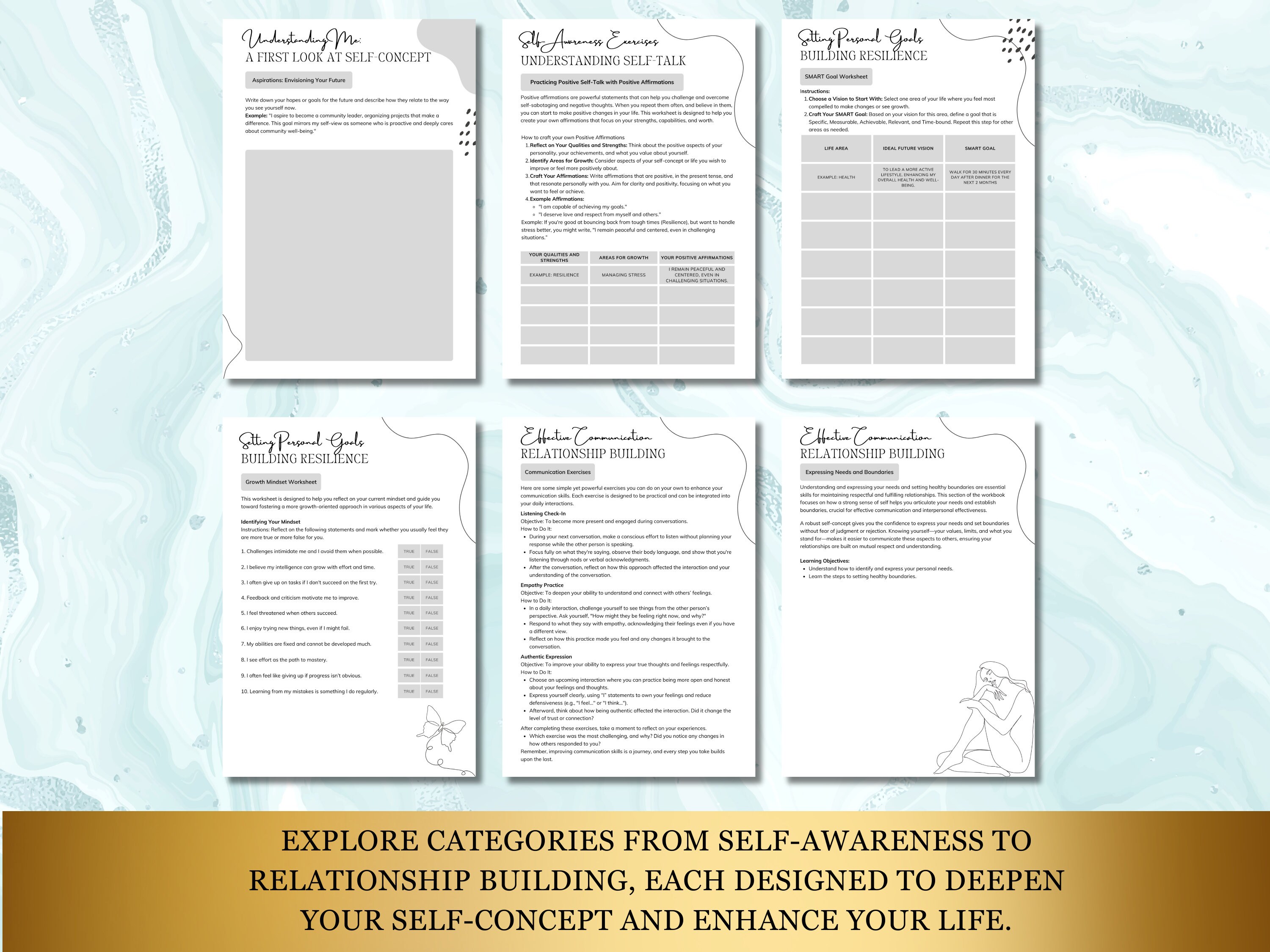 Self Concept Workbook Healing Journey Journal Self Esteem Worksheet ...