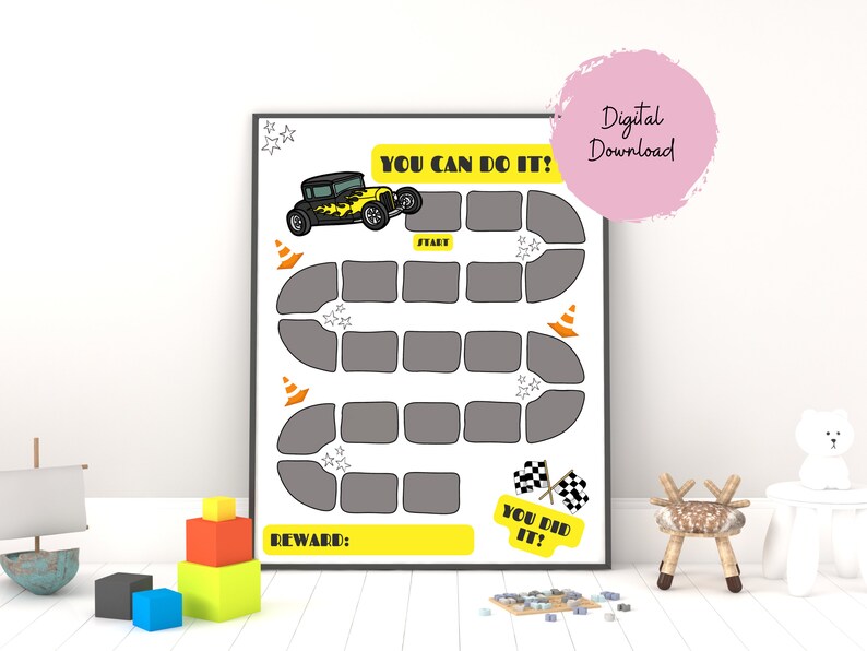 Car Reward Chart Printable, Sticker Reward Chart, Daily Chore Chart ...