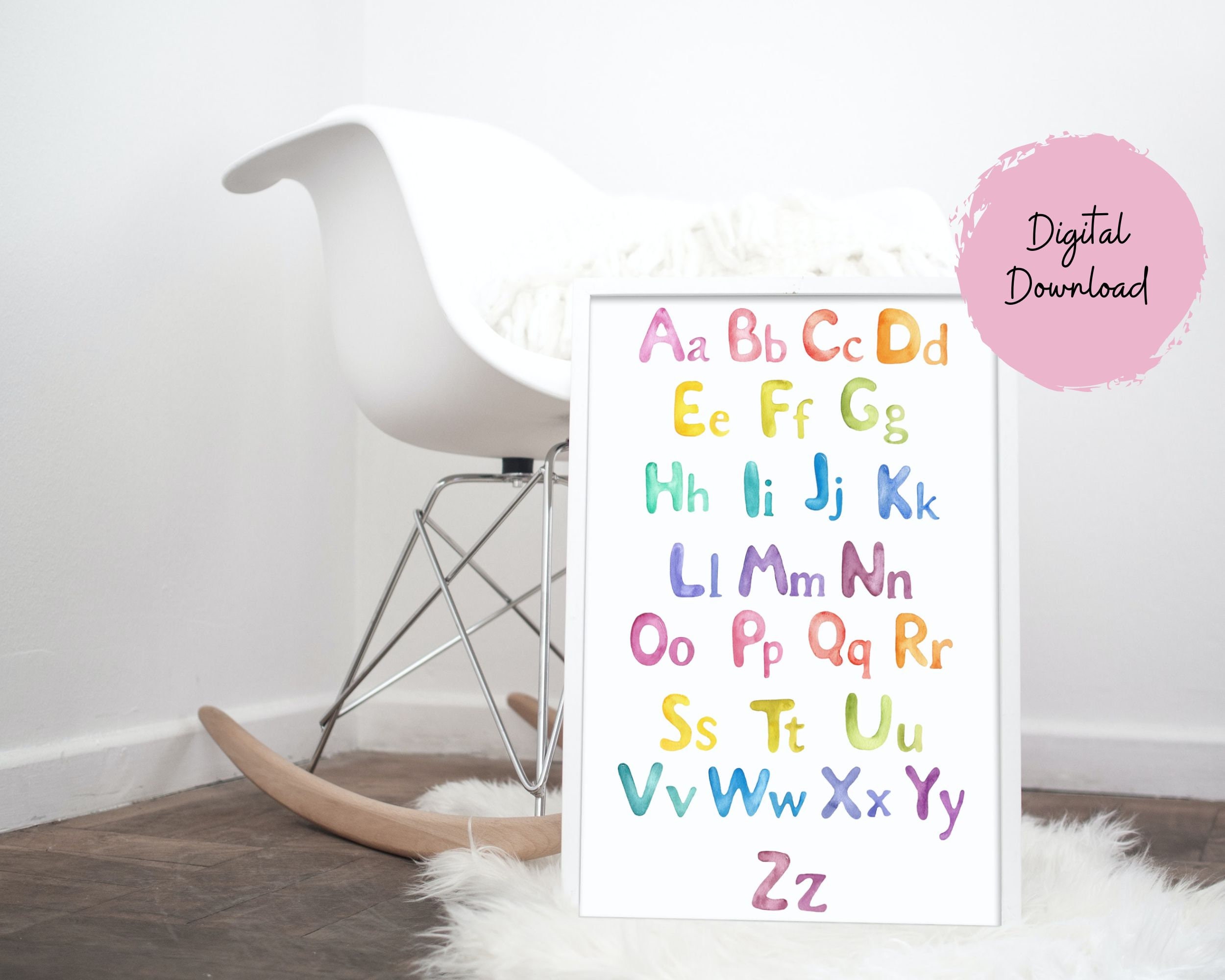 Watercolour Alphabet, Rainbow Alphabet, Nursery Alphabet, ABC Print ...