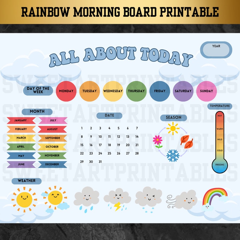 Morning Board | Kids Daily Calendar | Circle Time Poster | All About ...