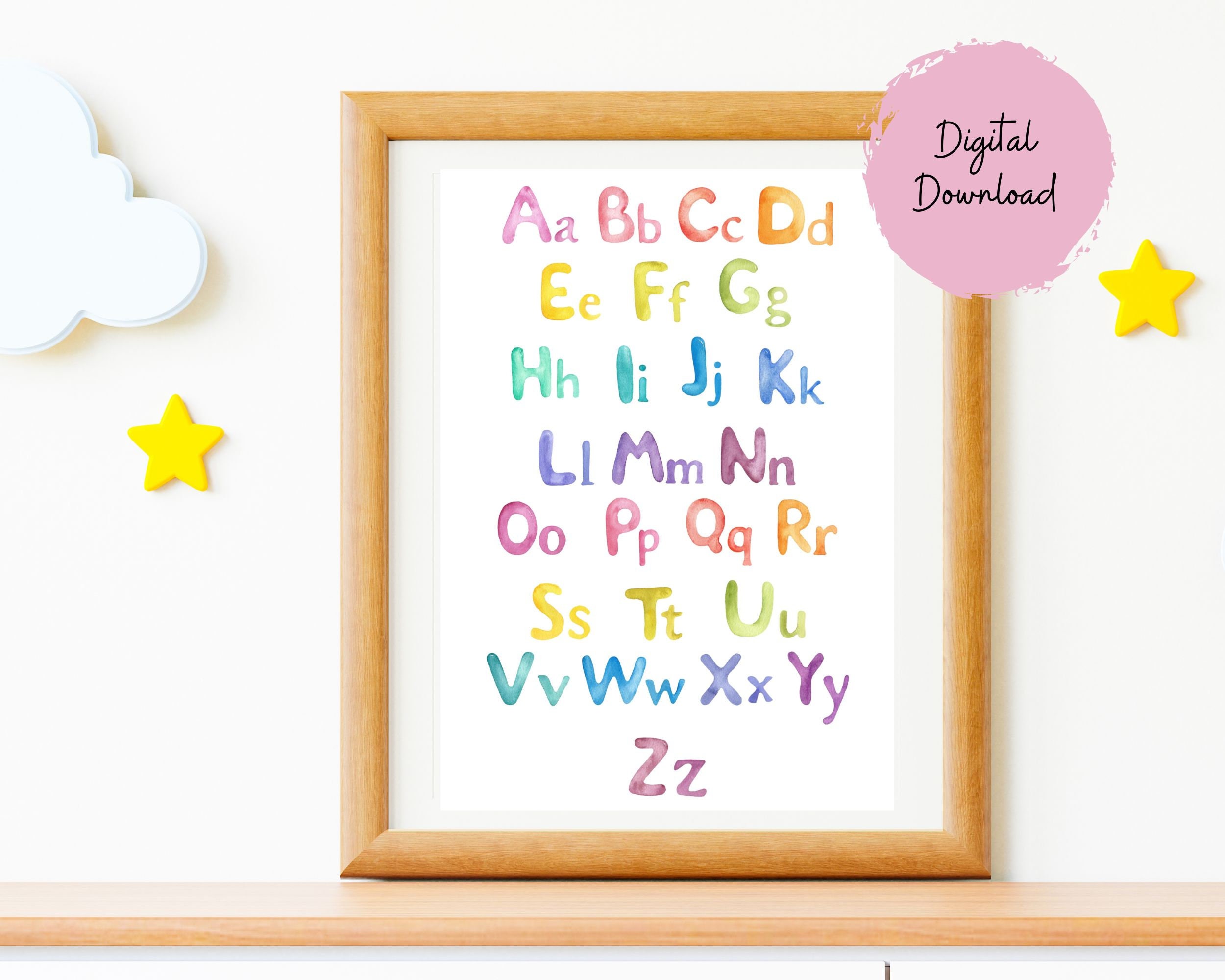 Watercolour Alphabet, Rainbow Alphabet, Nursery Alphabet, ABC Print ...