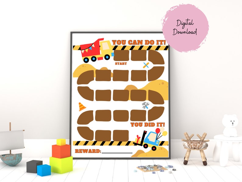 Construction Reward Chart Printable, Sticker Reward Chart, Daily Chore ...