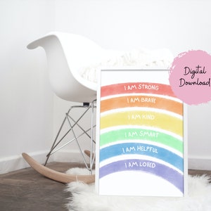 Positive Affirmations for Kids, I Am Enough Poster, Positive Poster ...