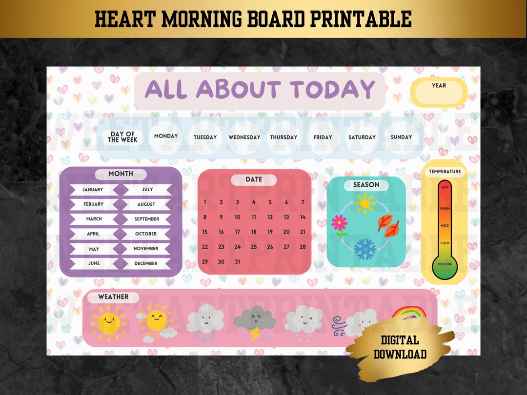 Kids Daily Morning Board | Kids Classroom Calendar | All About Today ...