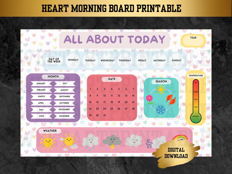 Kids Daily Morning Board Kids Classroom Calendar All About Today ...