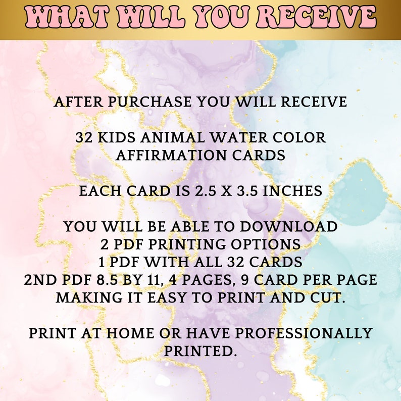 Printable Kids Watercolor Animal Affirmation Cards | 32 Positive ...