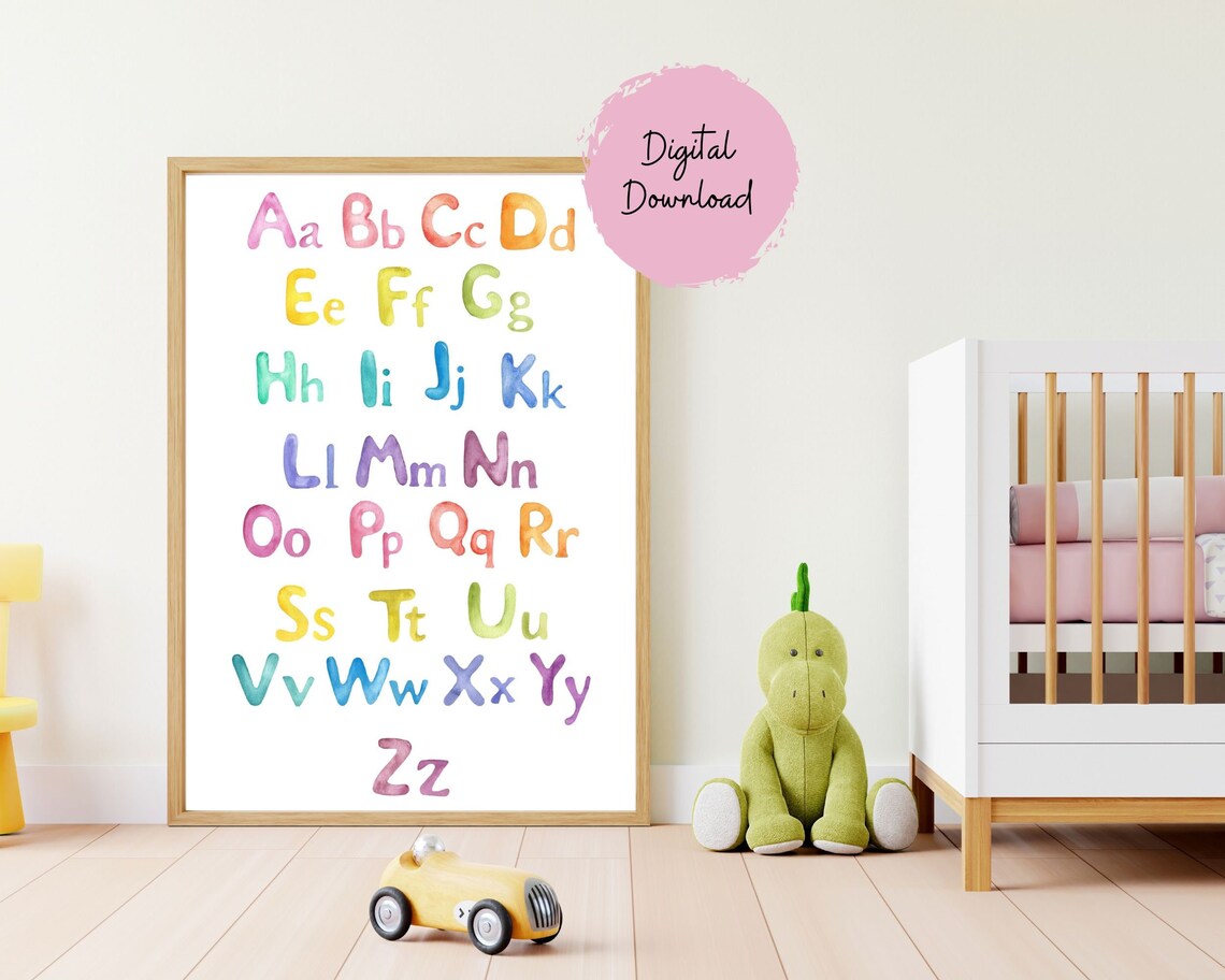Watercolour Alphabet, Rainbow Alphabet, Nursery Alphabet, ABC Print ...