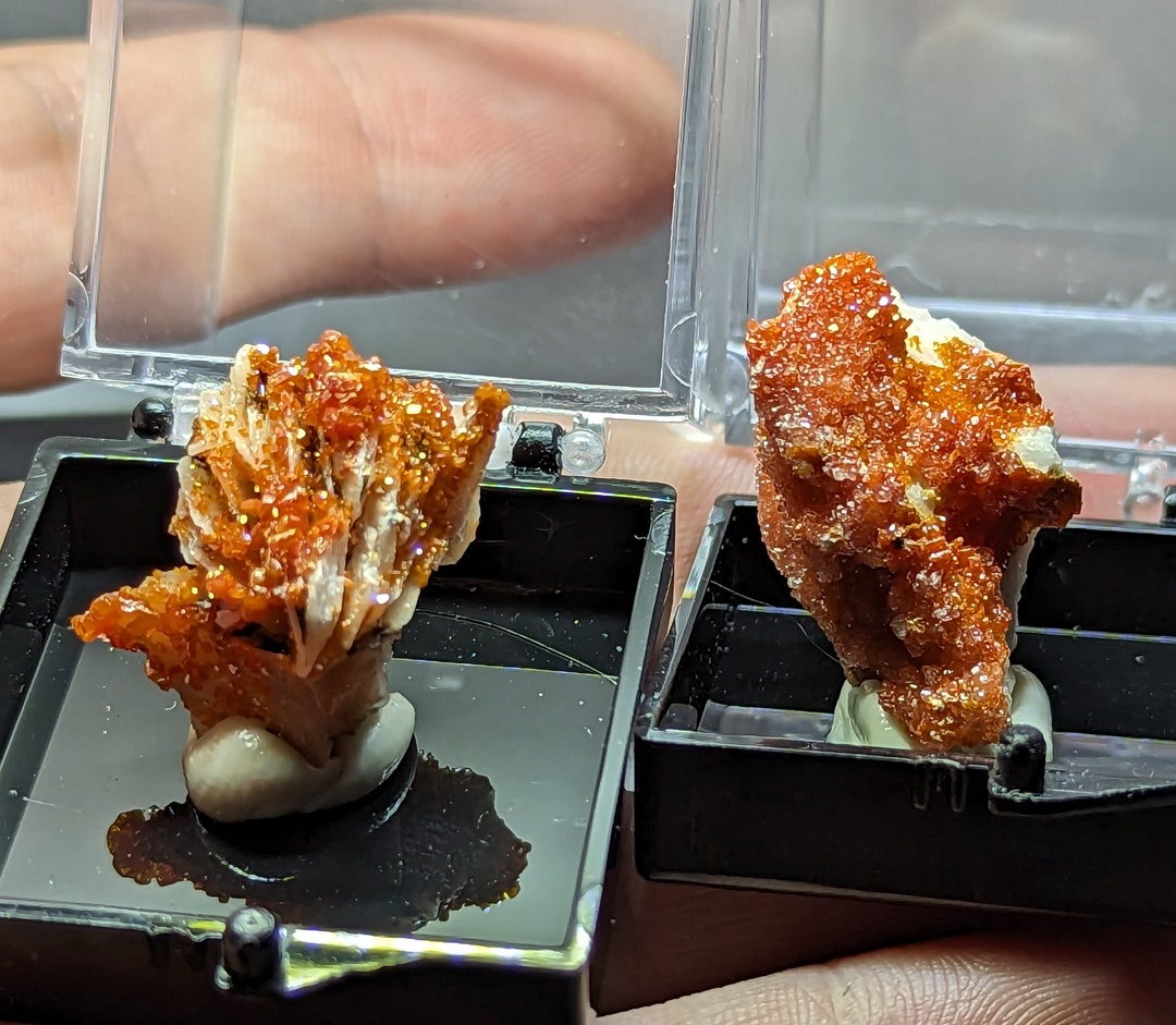 Two Orange Red Vanadinite on Barite Specimens - Etsy