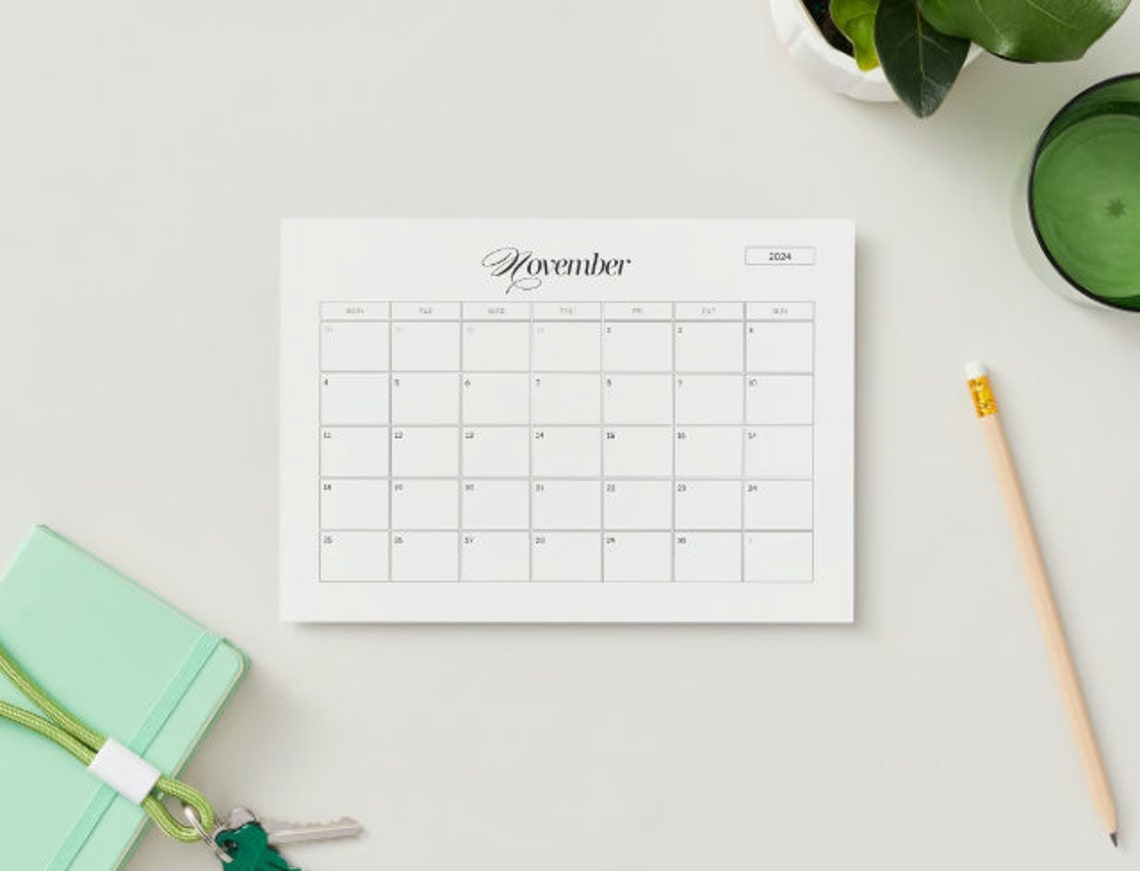 Ivory Aesthetic Minimalist Monthly Calendar (2024/2025 Customisable ...