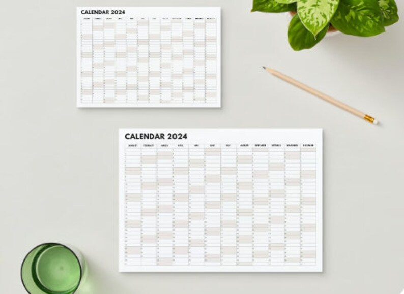 Black and White Neutral Minimalist 365 Days Year 2024 Planner Calendar ...