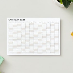 Black and White Neutral Minimalist 365 Days Year 2024 Planner Calendar ...