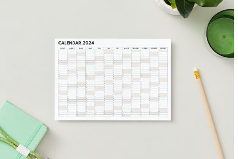 Black and White Neutral Minimalist 365 Days Year 2024 Planner Calendar ...