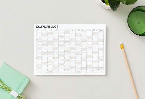 Black and White Neutral Minimalist 365 Days Year 2024 Planner Calendar ...