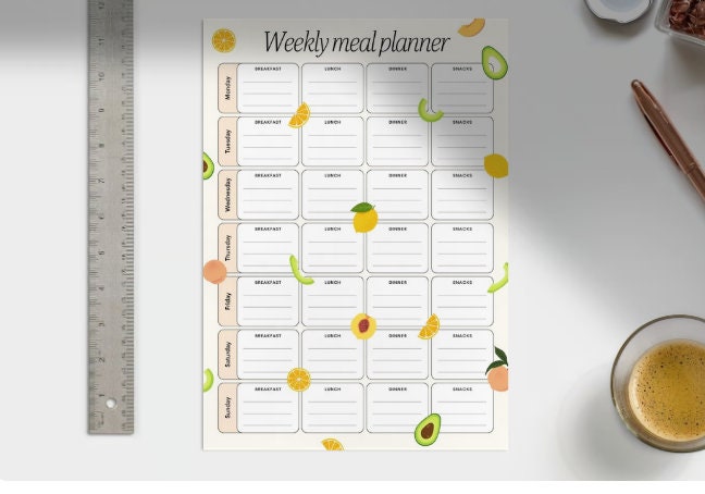 Weekly Meal Planner Printable Menu Planner, Meal Prep, A4, A5, Letter ...