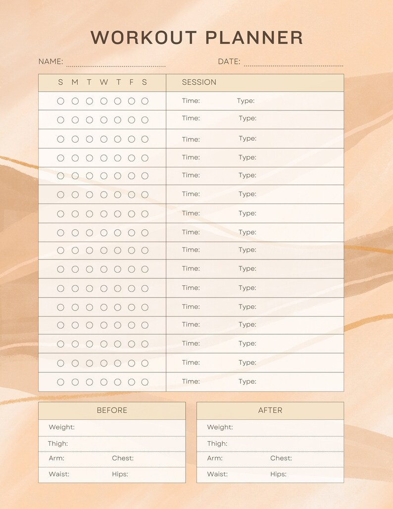 Simple Daily Workout Tracker - Etsy
