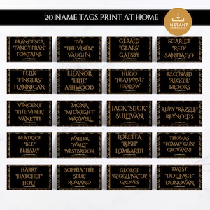 Editable Name Tags | 1920's Murder Mystery | Murder Mystery Game ...