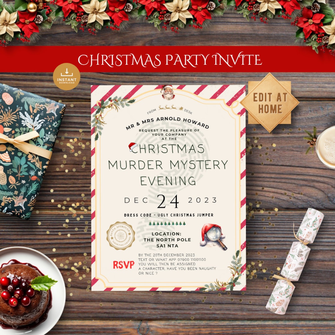 Murder Mystery Holiday Party | Murder Mystery Party Invitation ...