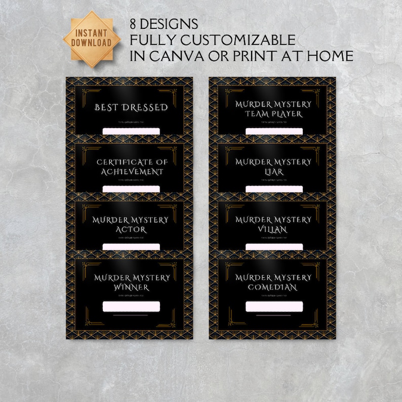 Murder Mystery Award Certificate | Awards for Mystery Parties | Murder ...