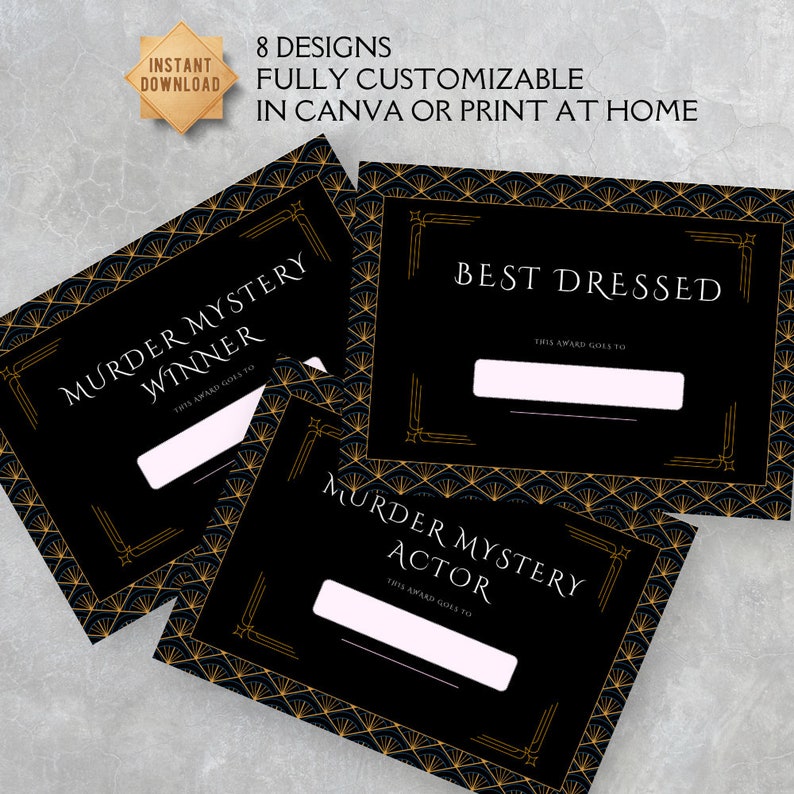 Murder Mystery Award Certificate | Awards for Mystery Parties | Murder ...