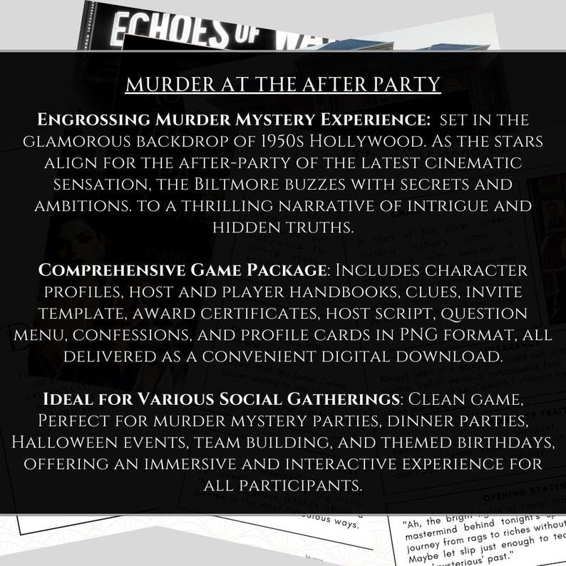 Murdery Mystery Game, Printable Murder Mystery Kit for Teens, Digital ...