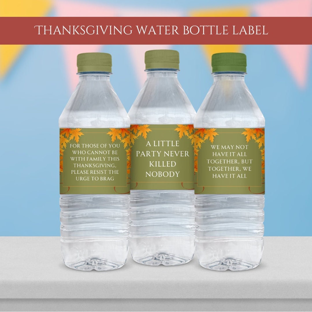 Water Bottle Labels Thanksgiving Thanksgiving Decorations Thanksgiving ...