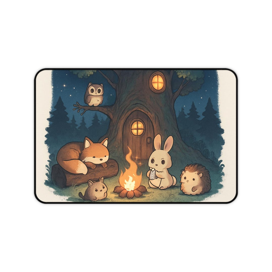 Woodland Friends Around Campfire Desk Mat | Storygrove - Etsy