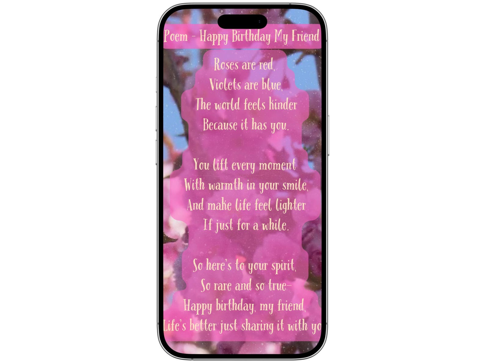 E-birthday Greeting Card With Poem, Special Occassion Digital Card ...